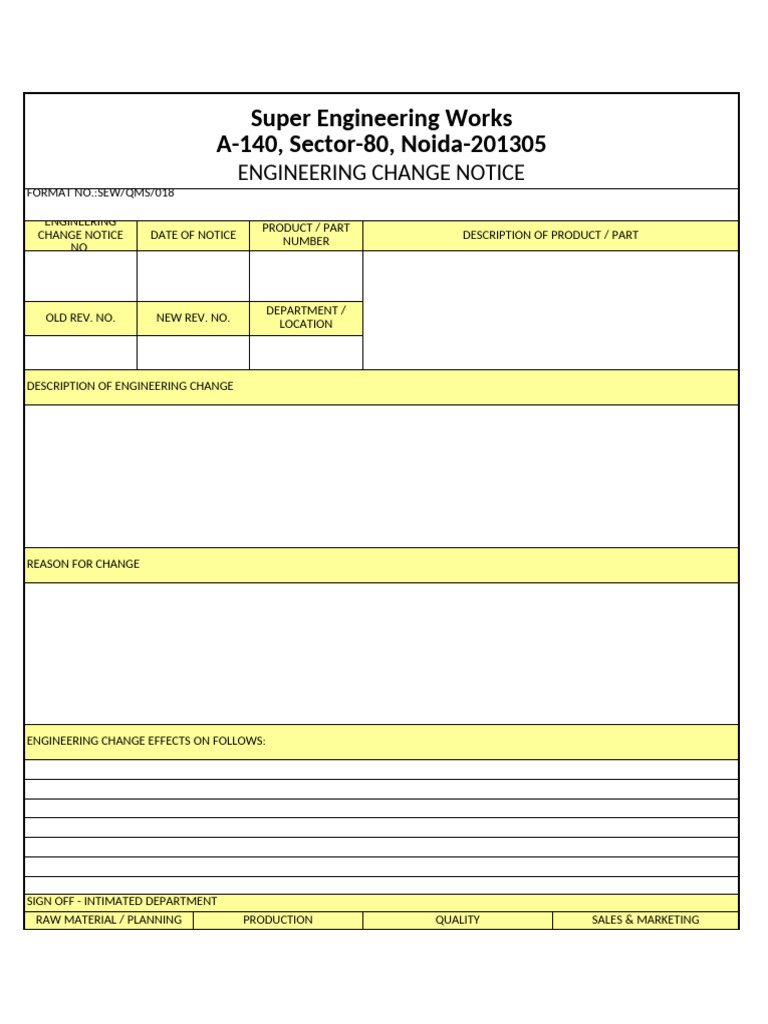 Engineering Change Notice | PDF