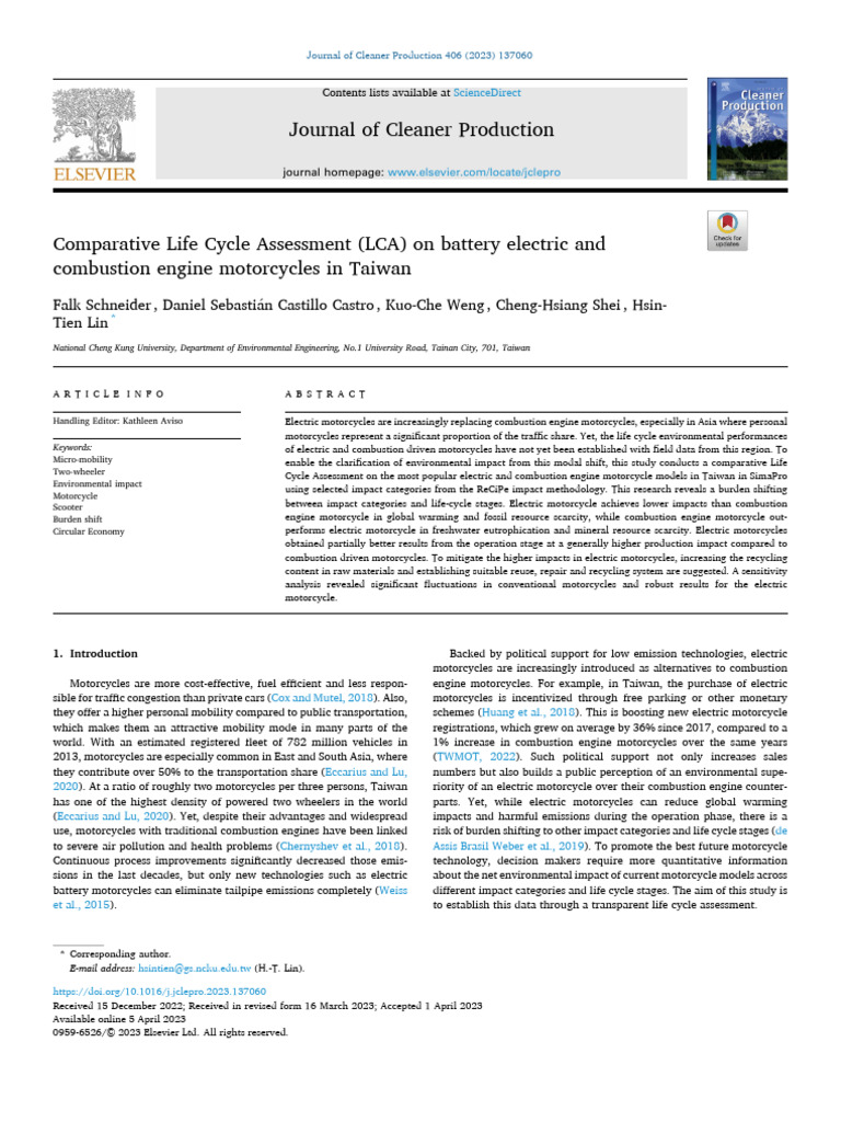 Schneider Castillo Weng Shei Lin 2023 | PDF | Life Cycle Assessment