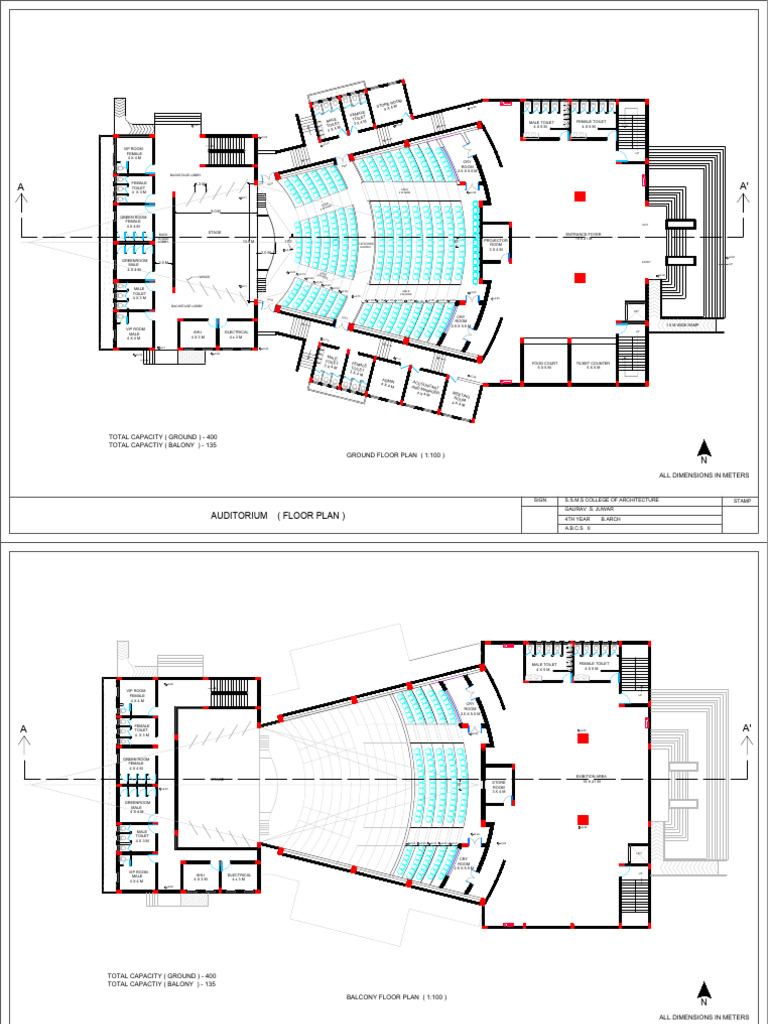 Auditorium Floor Plan and Layouts | PDF | Heat Transfer | Building ...
