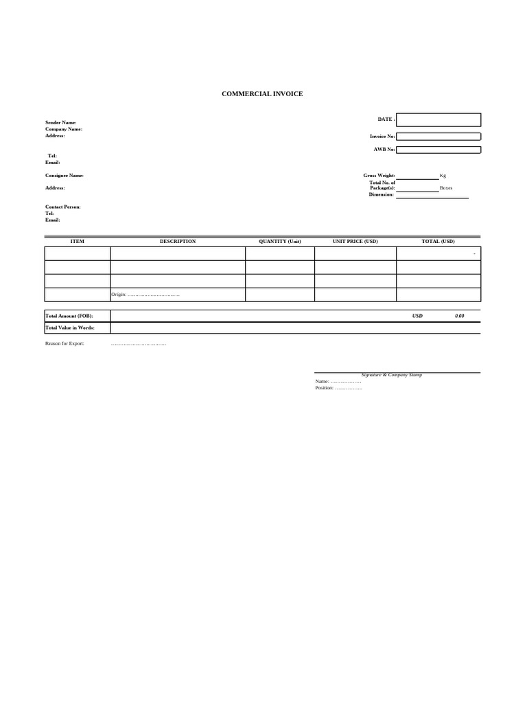 DPX Sample Commercial Invoice and Packing List 1 | PDF