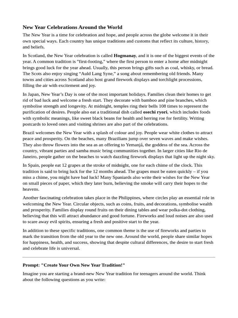 New Year Creative Writing | PDF