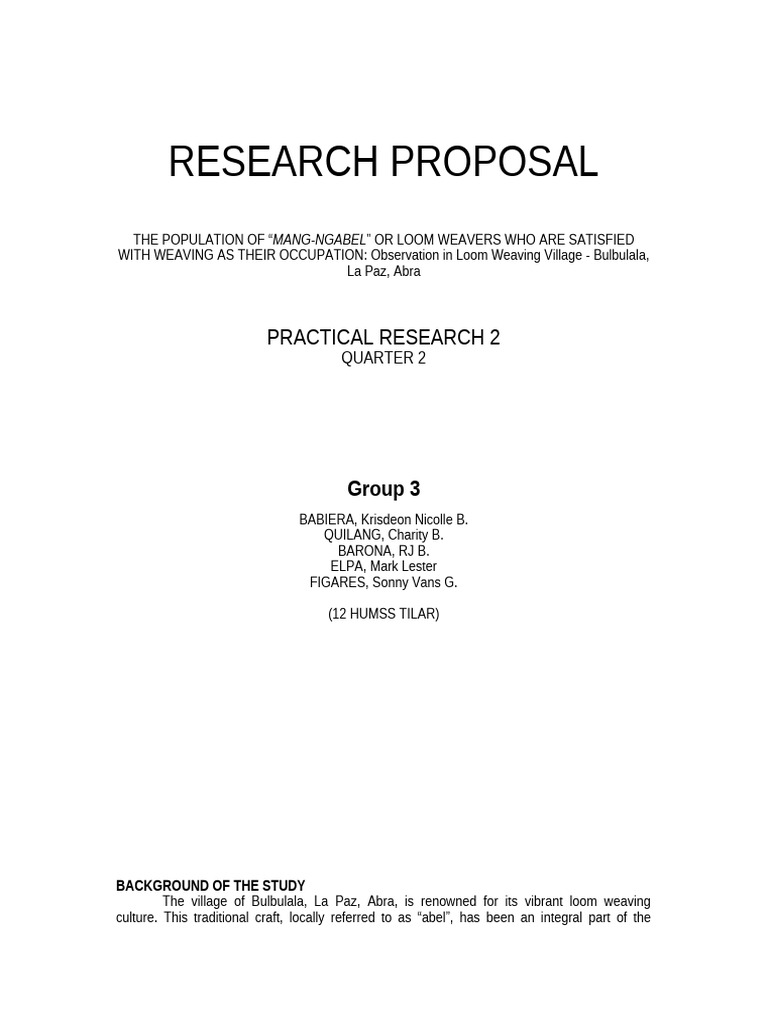 Research Proposal Defense | PDF | Survey Methodology | Weaving