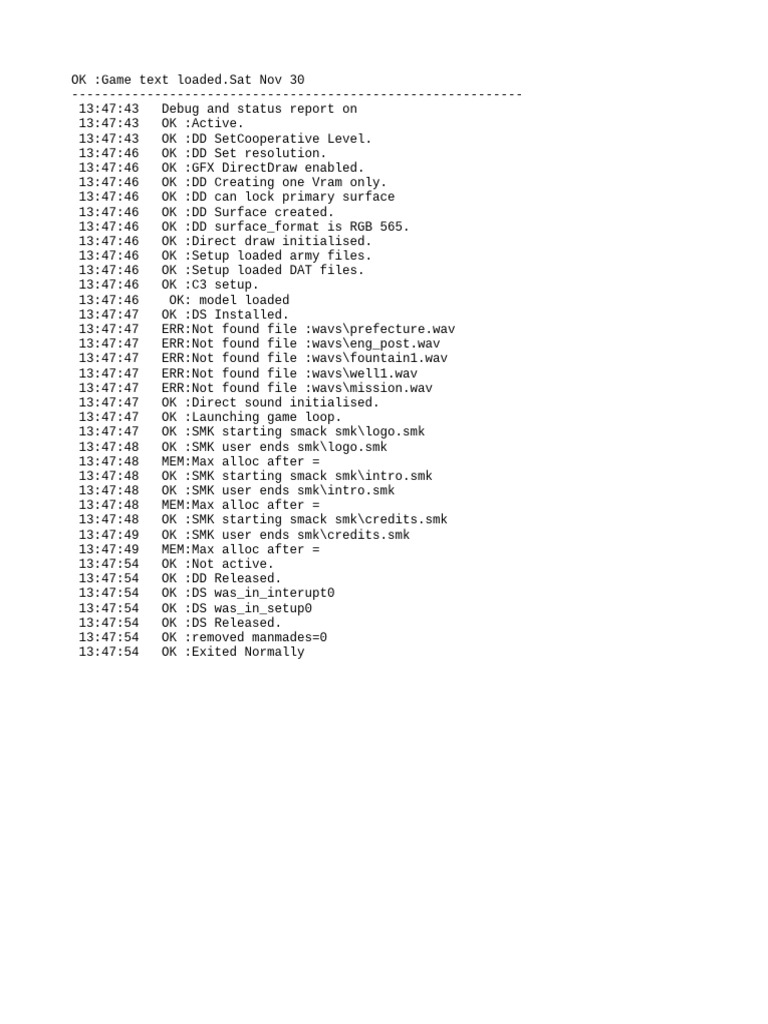 Game Initialization Debug Report | PDF
