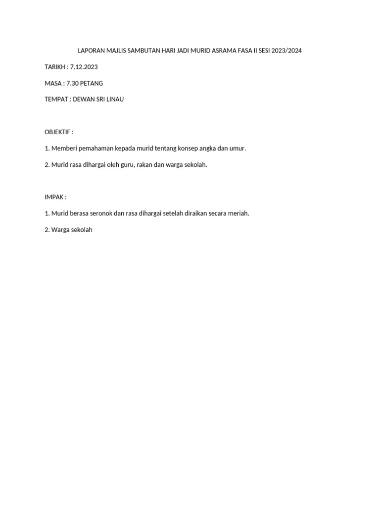 Laporan Majlis-Wps Office | PDF