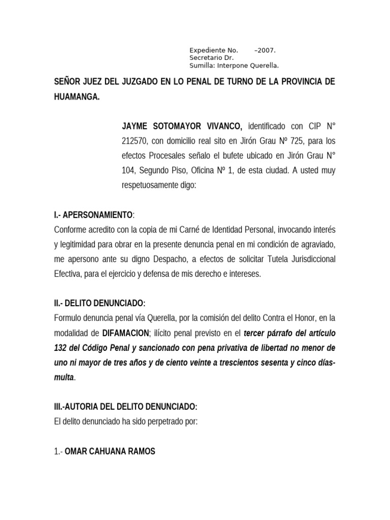 Formulo Denuncia Penal | PDF | Queja | Verdad