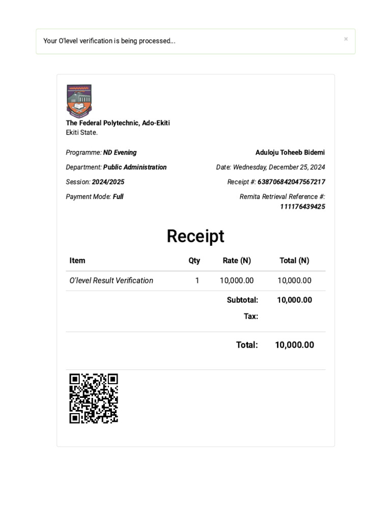 O'Level Verification for ND Public Admin | PDF