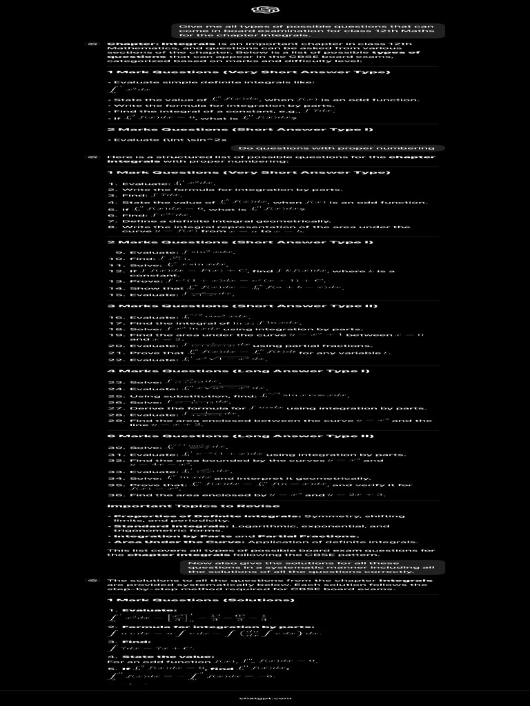 Types of Integral Questions | PDF