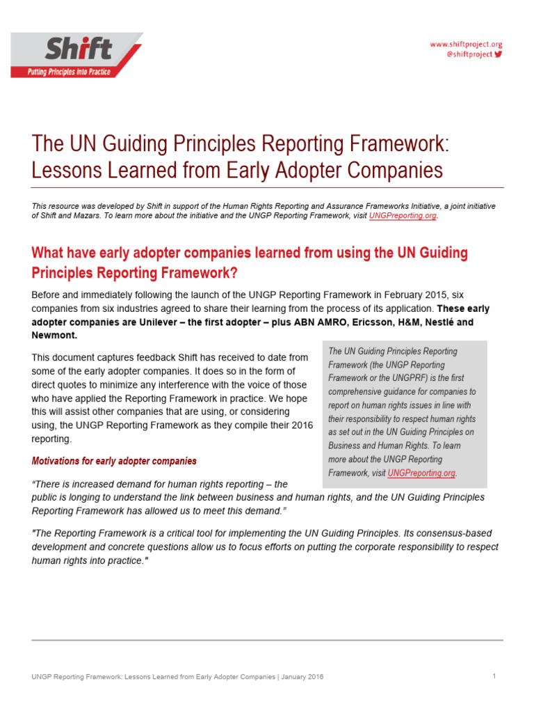 UNGP Reporting Framework Insights | PDF | Human Rights | Due Diligence