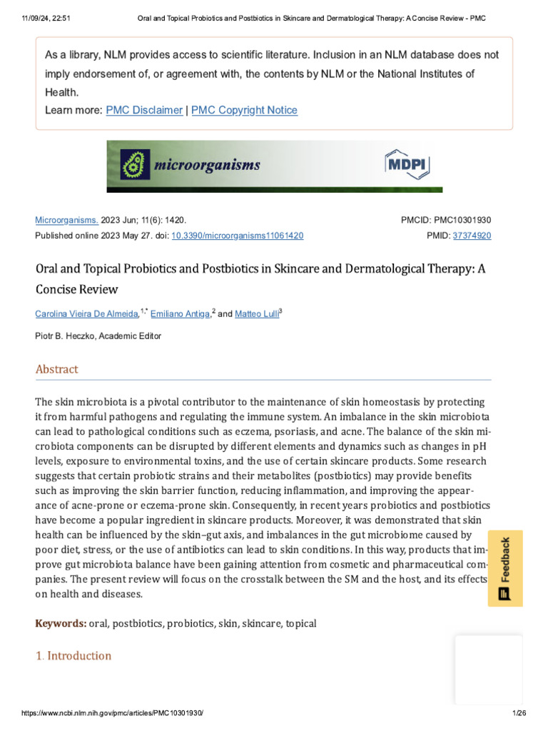 Oral and Topical Probiotics and Postbio.. | PDF