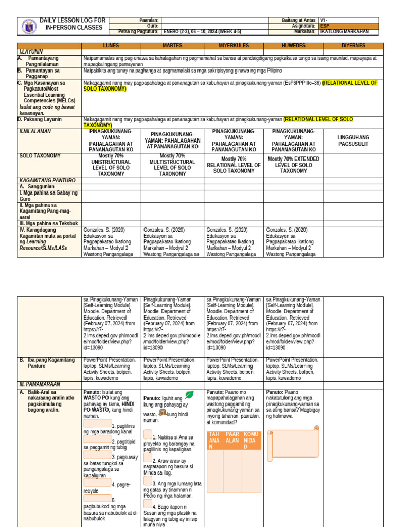 q3 Esp DLL Week 4-5 | PDF