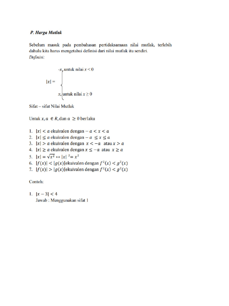 Pertidaksamaan Mutlak | PDF
