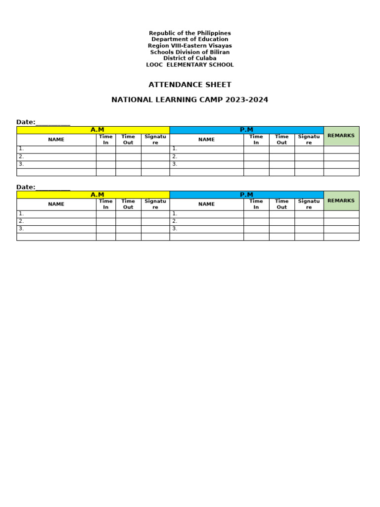nlc attendance sheet | PDF