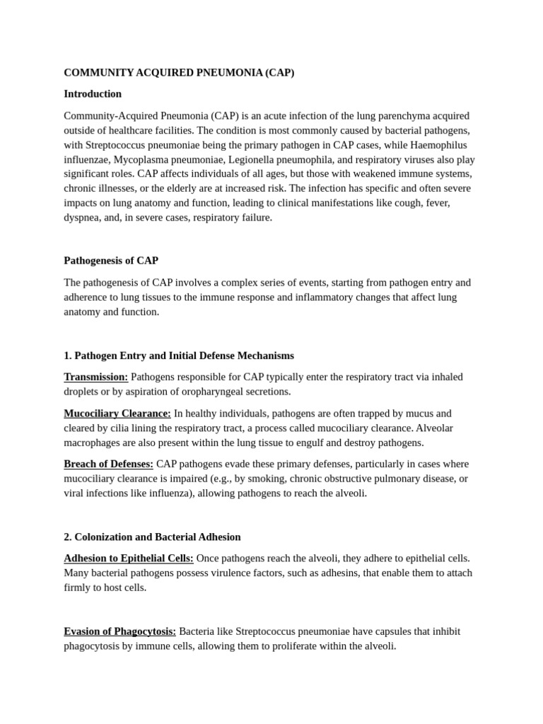 PATHOPHYSIOLOGY of Community Acquired Pneumonia (CAP) | PDF | Pneumonia ...