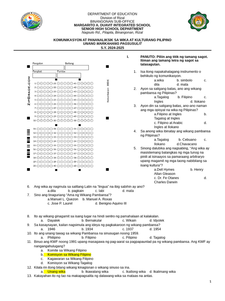 KPWKP Exam q1 | PDF