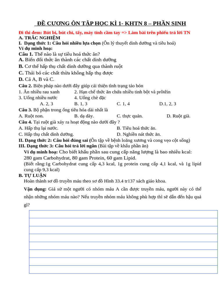 ĐỀ cương KHTN 8 sinh CKI | PDF