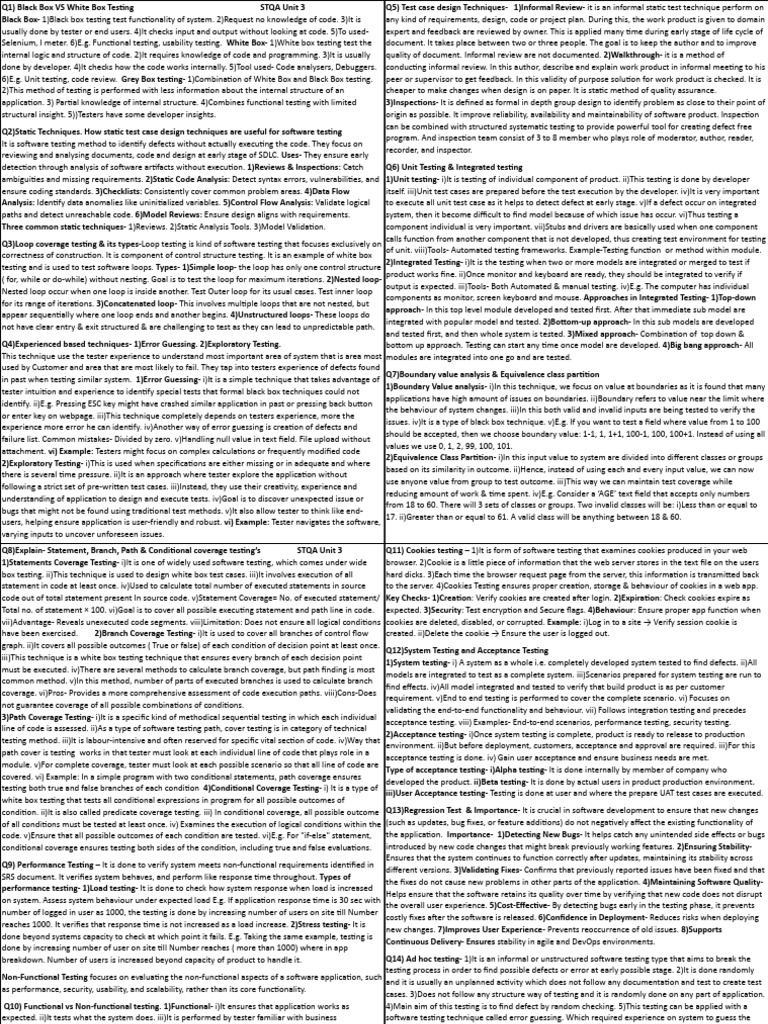 STQA Unit 3 | PDF | Software Testing | Http Cookie STQA Unit 3 | PDF | Software Testing | Http Cookie
