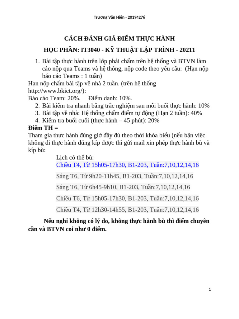 BC - IT3040-20194276-Trương Văn Hiển-Buổi 3-710817 | PDF
