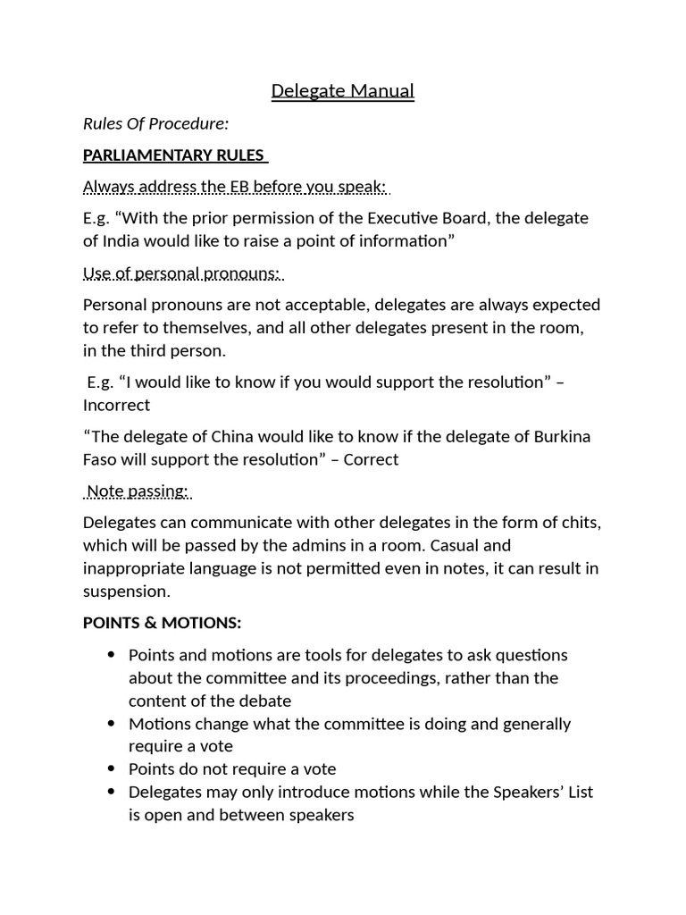 Delegate Manual revised | PDF