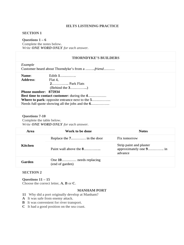 Ielts Listening Practice Test Pdf