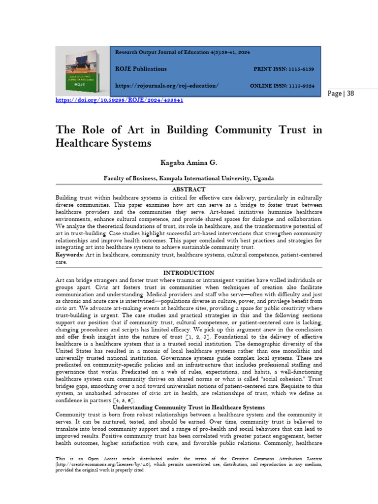 The Role of Art in Building Community Trust in Healthcare Systems (www ...
