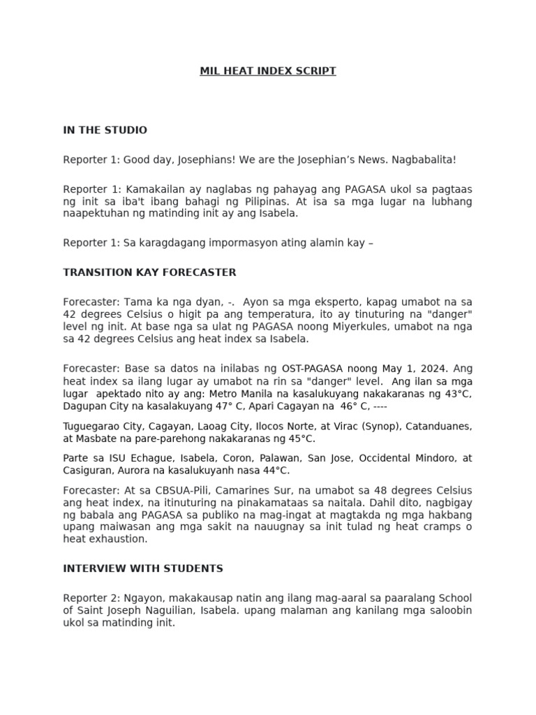 Mil Heat Index Script | PDF