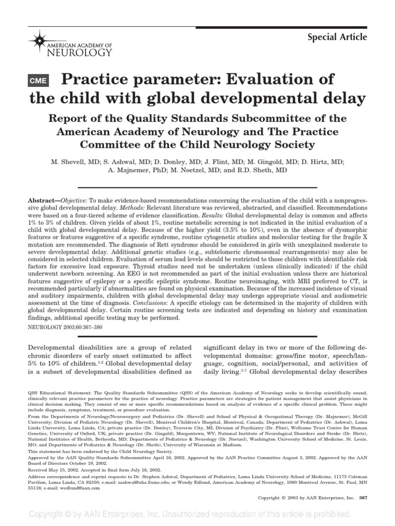 Assesment of Developmental Delay | PDF | Epilepsy | Hearing Loss