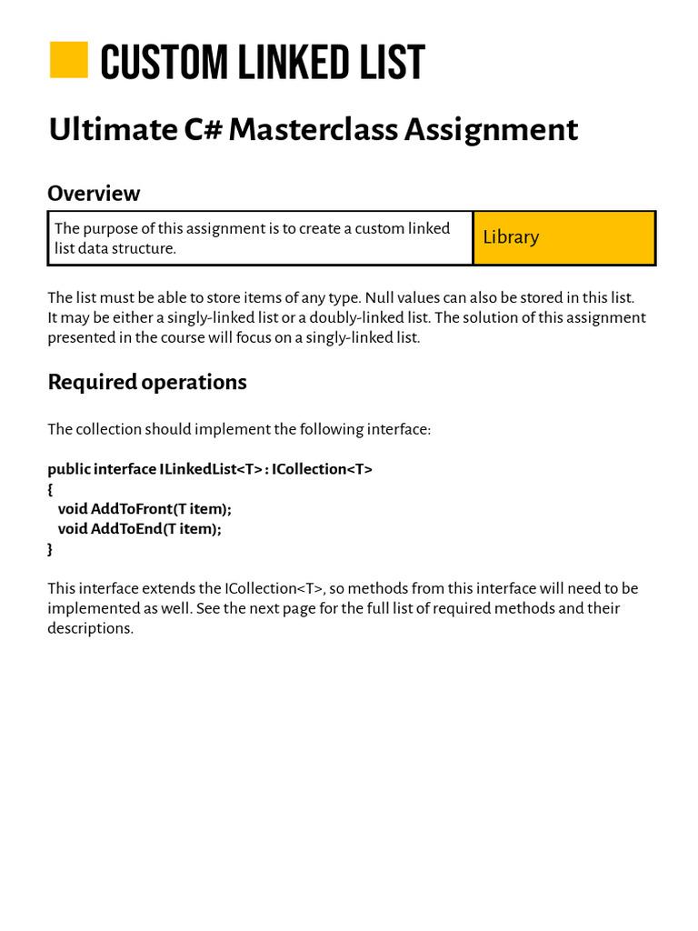 9 - Custom Linked List - Requirements | PDF 9 - Custom Linked List - Requirements | PDF