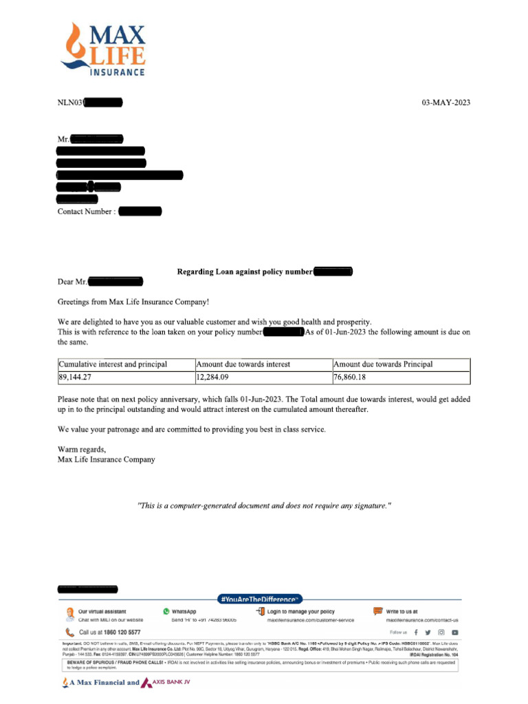 Letter On Annual Loan Status | PDF