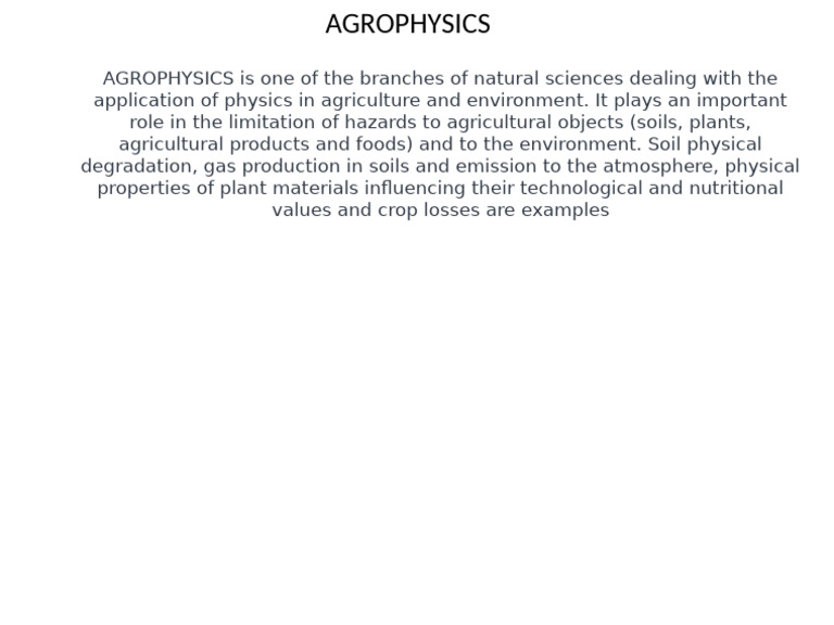 AGROPHYSICS | PDF