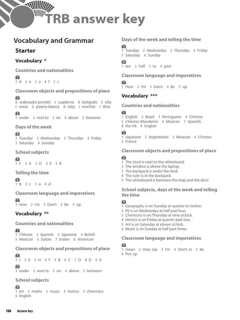 OT1 TRB Worksheet Answer Keys | PDF | Sneakers | Pronoun