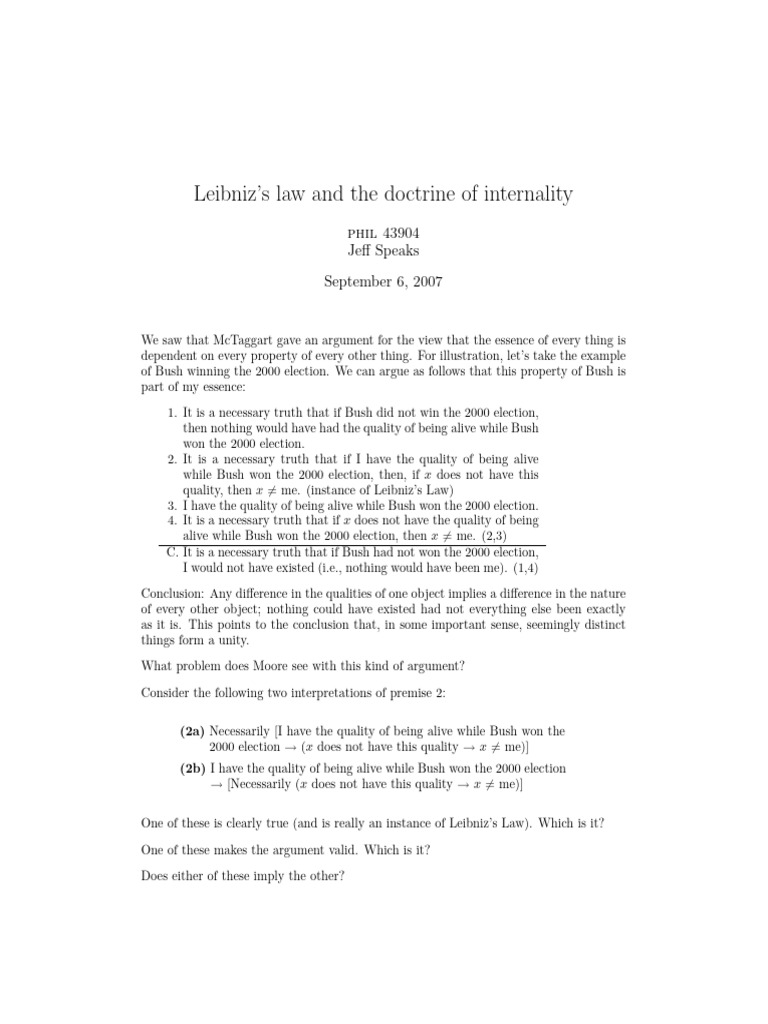 Internality Leibniz's Law | PDF