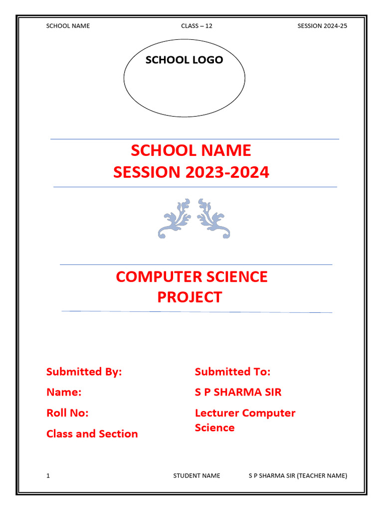 Class 12 CS Project Sample - 250105 - 214839 | PDF | Software Testing ...