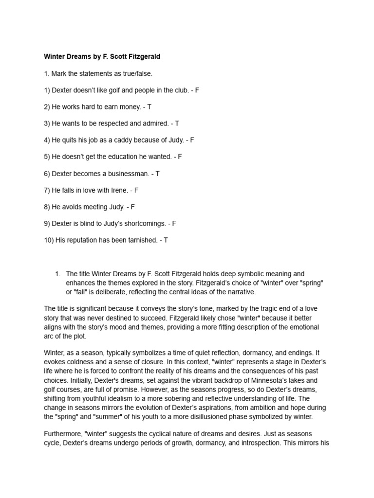 Winterdreams Fitzgerald | PDF | Happiness | Love