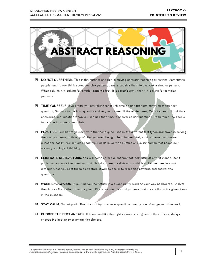 (REVISED) SRC Pointers To Review - Abstract Reasoning | PDF | Shape | Cognition