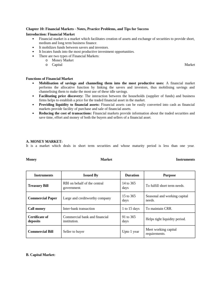 Chapter 10-Financial Market Notes | PDF | Securities (Finance) | Stocks