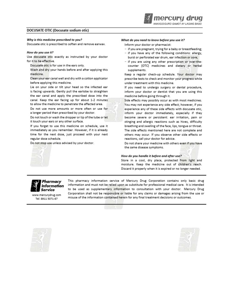 Docusate Otic | PDF | Clinical Medicine | Medical Specialties