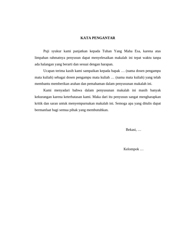 Template Daftar Isi Makalah Word | PDF