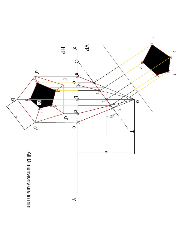 Ex - No.6 - Section of Solid - Pentagonal Pyramid | PDF