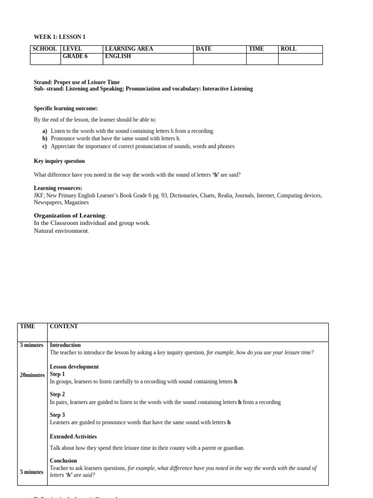 2023 Grade 6 Jkf New Primary English Lesson Plans Week 1 Week 4 Term 3 | PDF | Learning ...