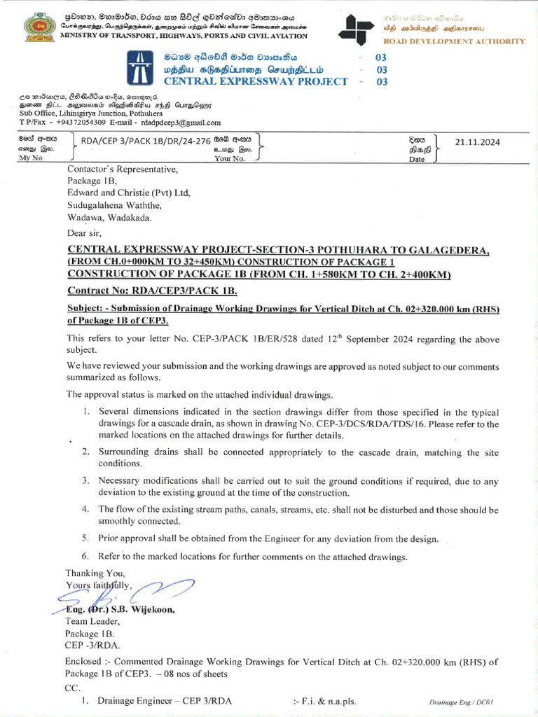 24-276-DR-Submission of Drainage Working Drawings For Vertical Ditch at ...