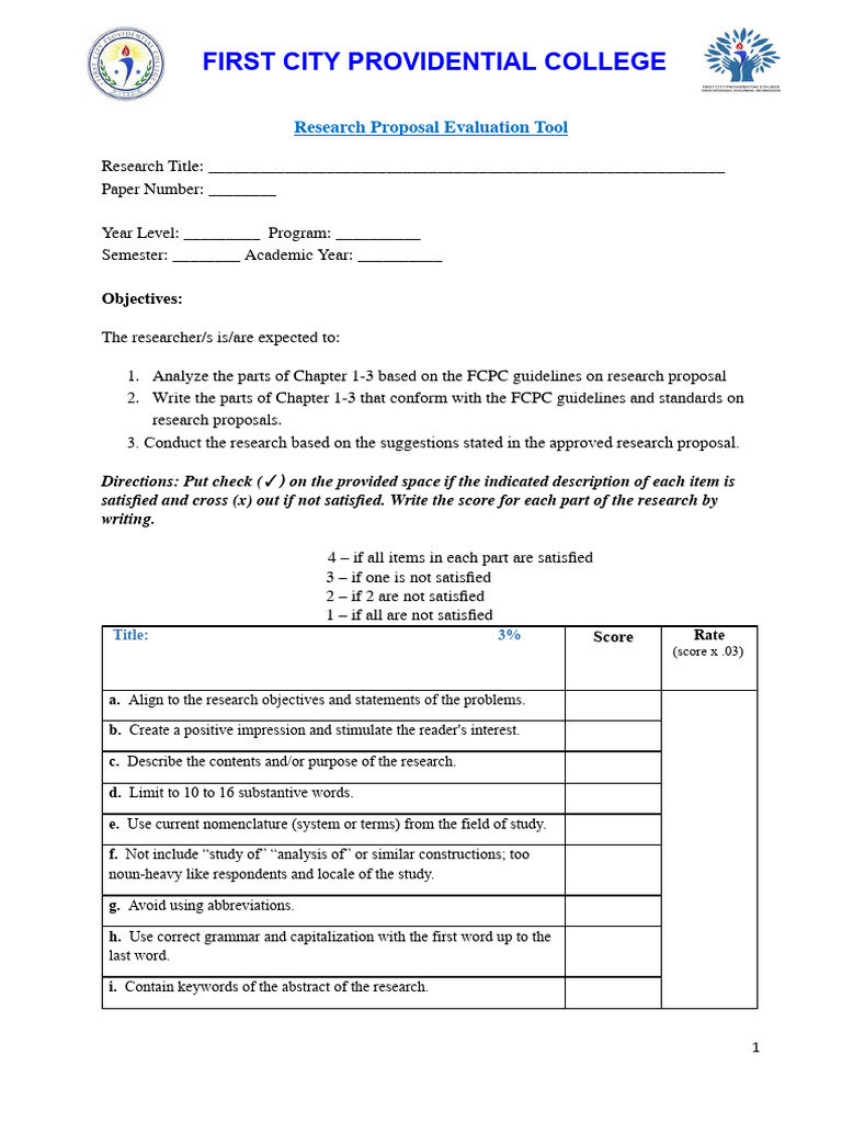 Research Proposal Evaluation Rubric Final | PDF | Hypothesis | Methodology