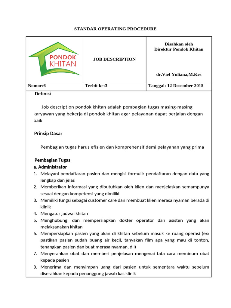 SOP Job Description | PDF