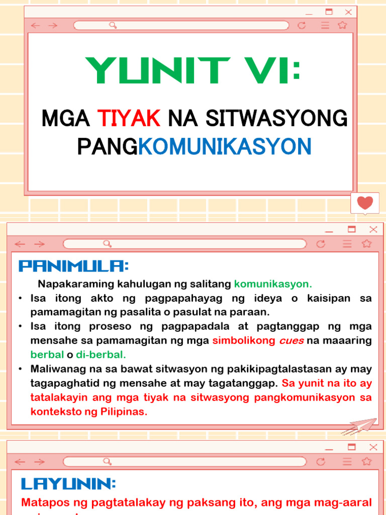 YUNIT 6 Mga Tiyak Na Sitwasyong Pangkomunikasyon | PDF