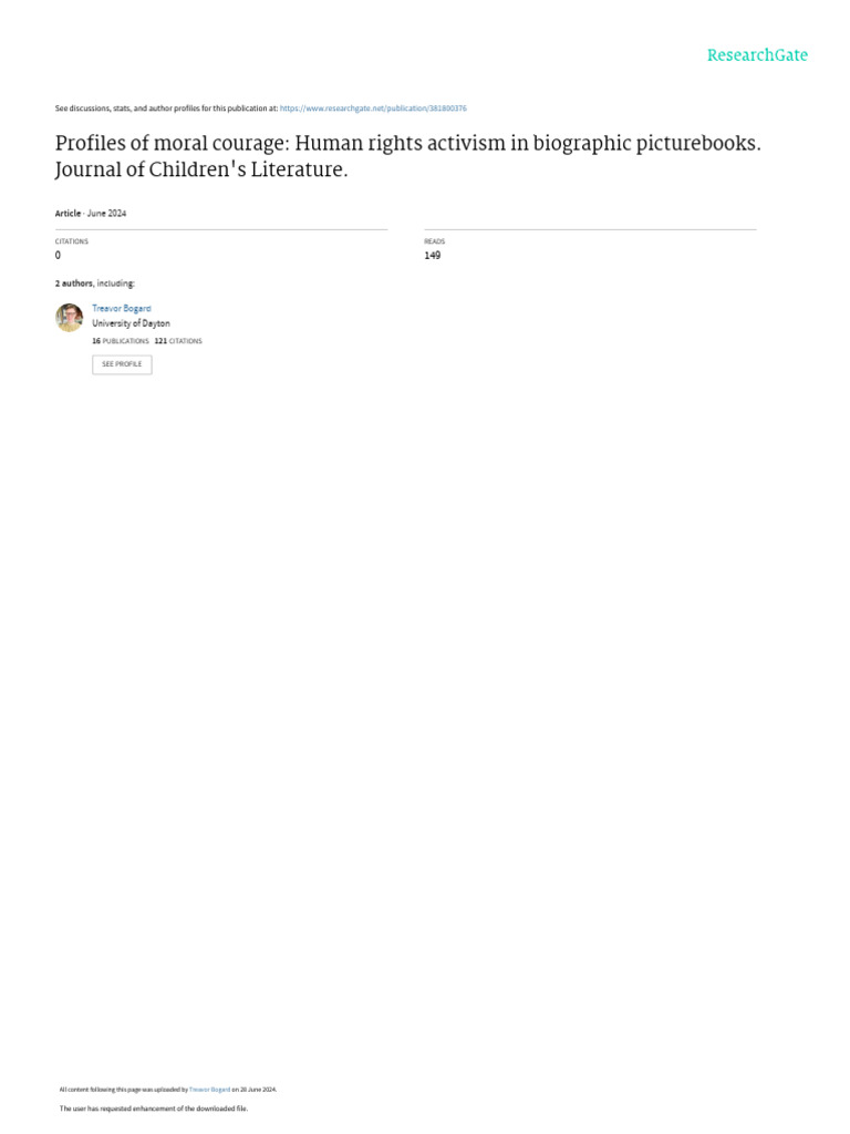 Profiles of Moral Courage Human Rights Activism in Biographic ...