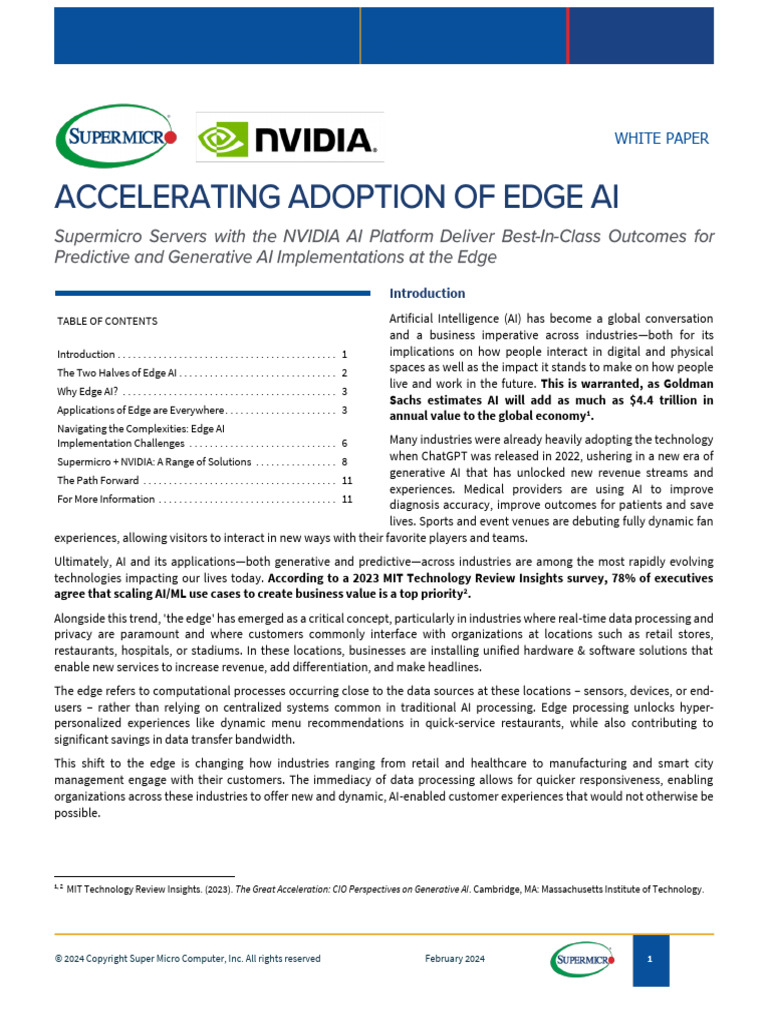 White Paper Edge AI SMCI NVIDIA | PDF | Artificial Intelligence ...