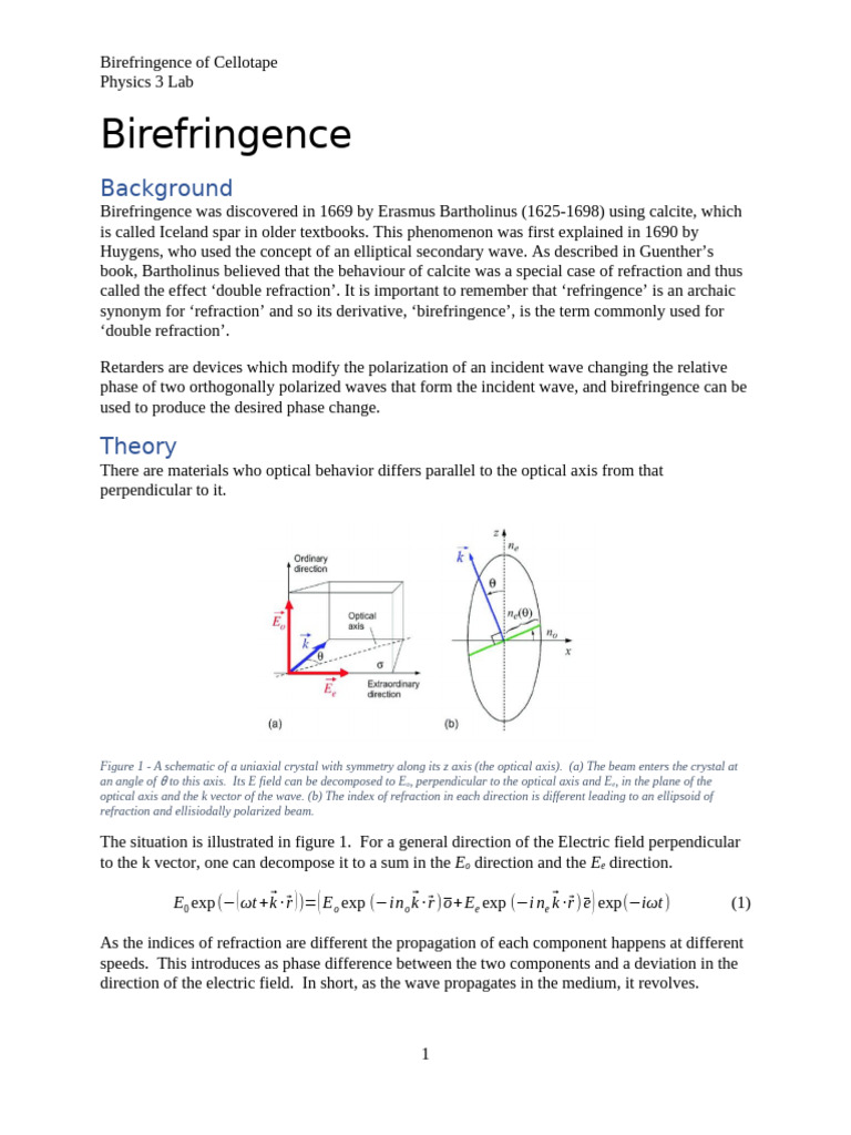 Birefringence | PDF | Polarization (Waves) | Optics