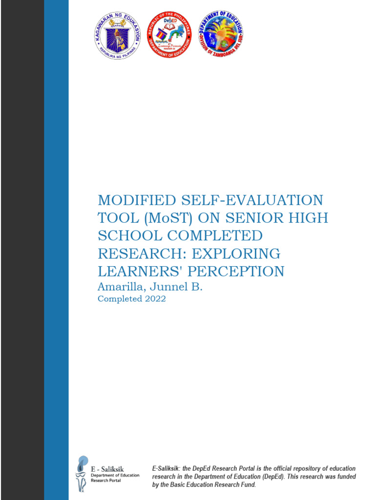 IX 2022 Amarilla Modified Self Evaluation Tool MoST On Senior High School Completed Research ...