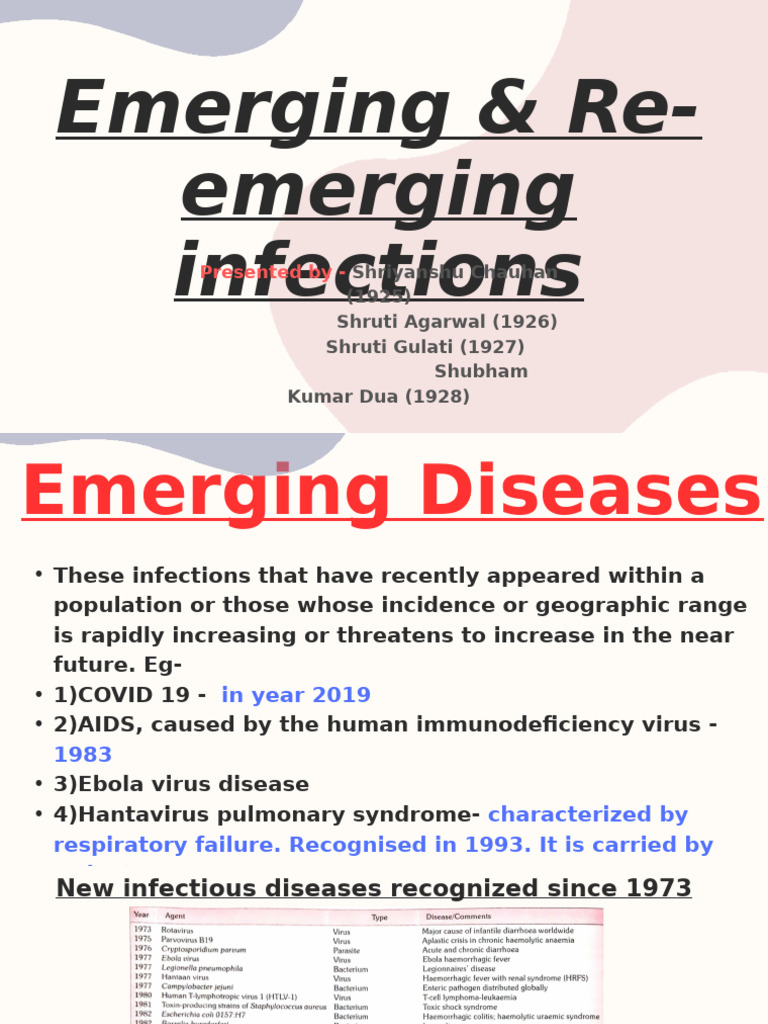 emerging and re emerging diseases | PDF | Antimicrobial Resistance | Infection