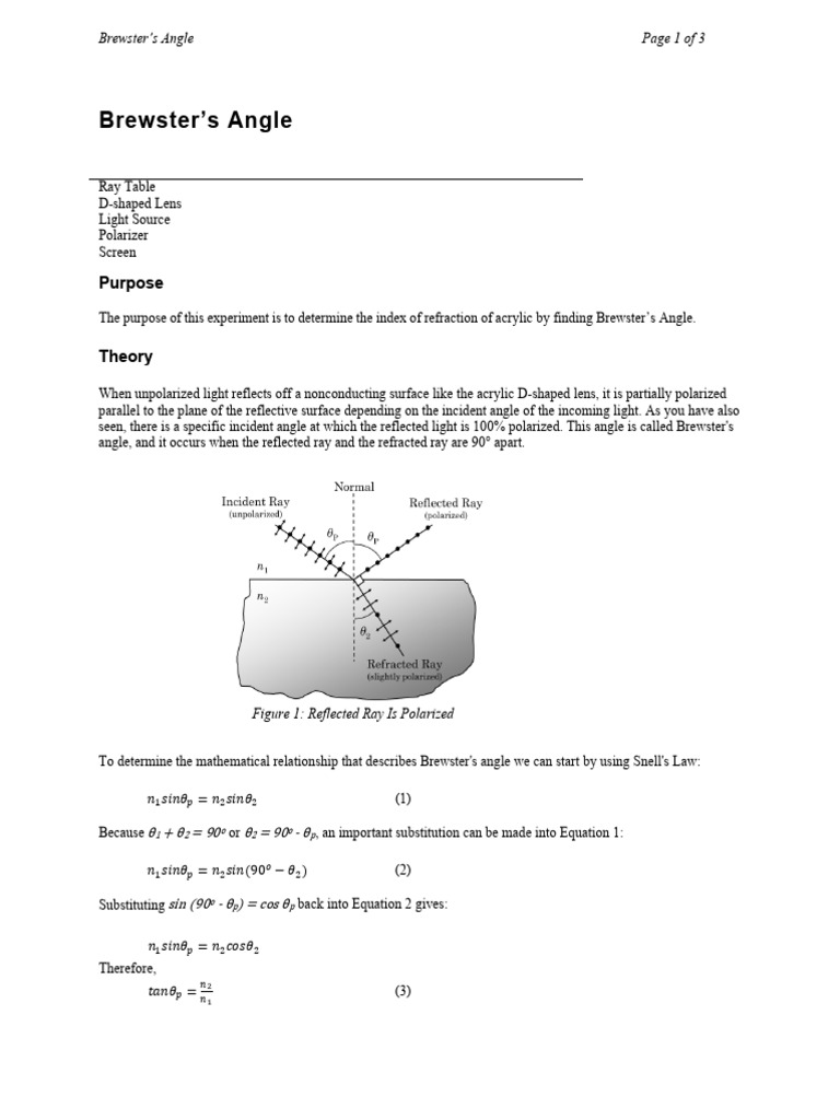 תדריך Brewster - s-Angle 2 | PDF | Polarization (Waves) | Electromagnetism