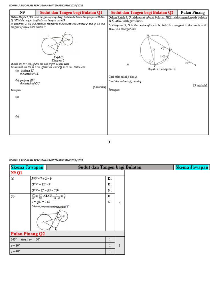 F3 6. Sudut Dan Tangen Bagi Bulatan New | PDF